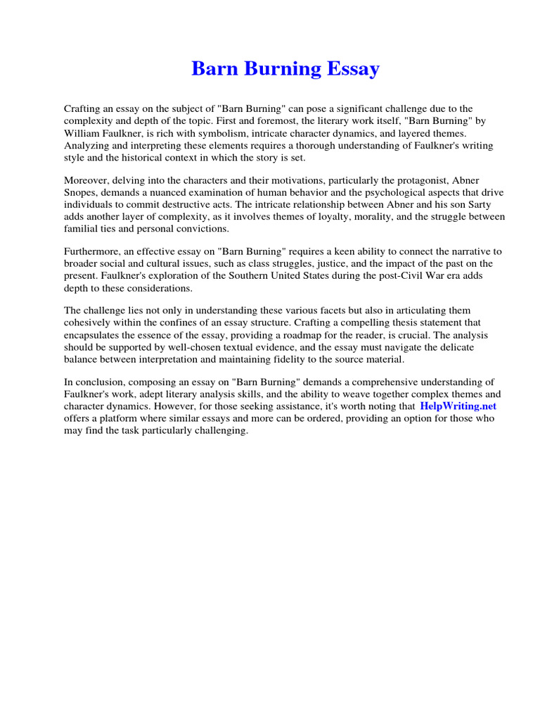 Barn Burning Essay | PDF | Igneous Rock | Volcano