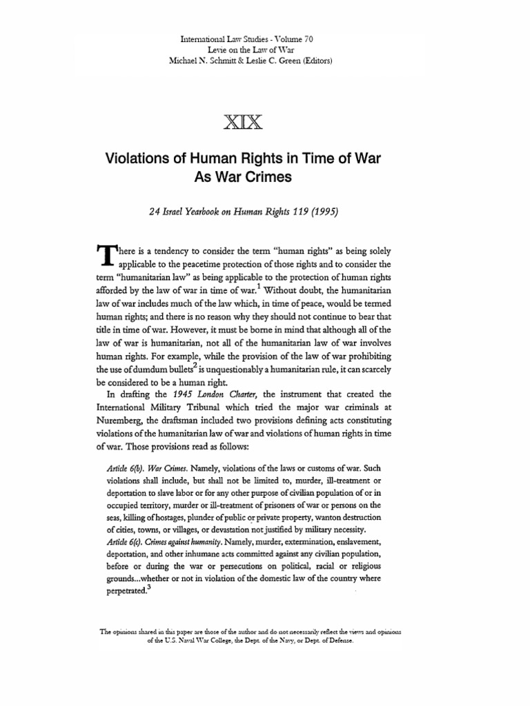 Violations of Human Rights in Time of War As War Crimes | PDF | Law Of War | International ...