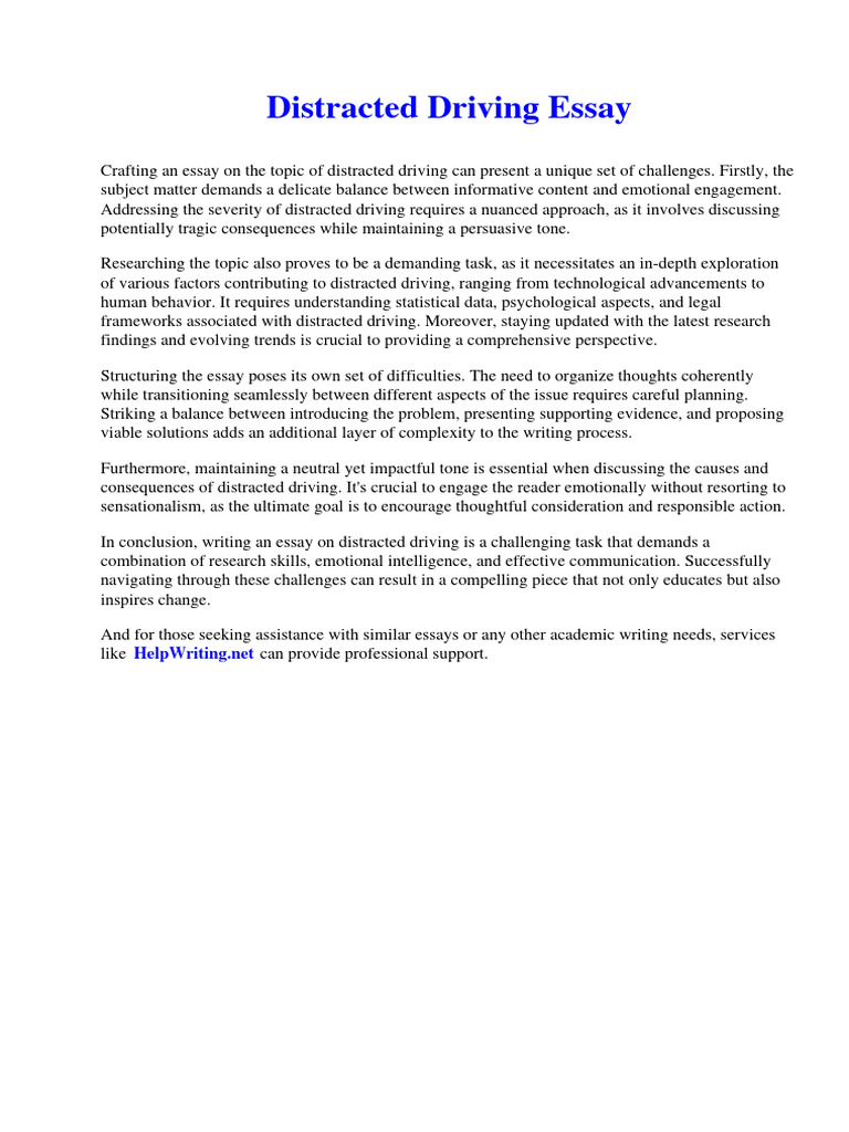 Distracted Driving Essay | PDF