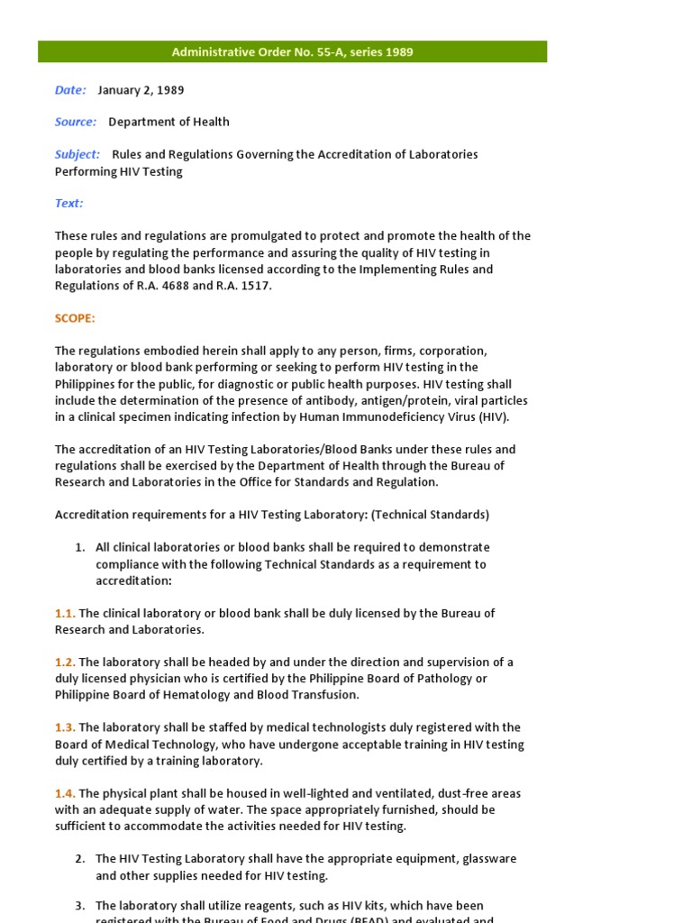 Administrative Order No. 55-A, Series 1989