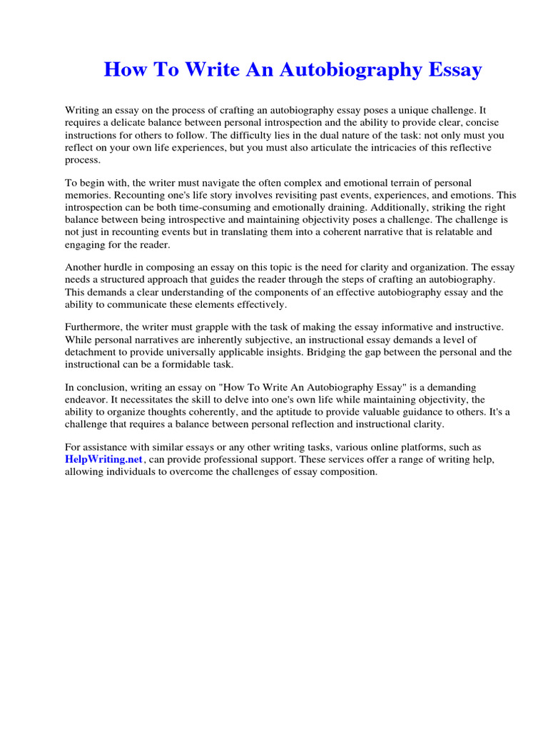 How To Write An Autobiography Essay | PDF | Stocks | Twelfth Night