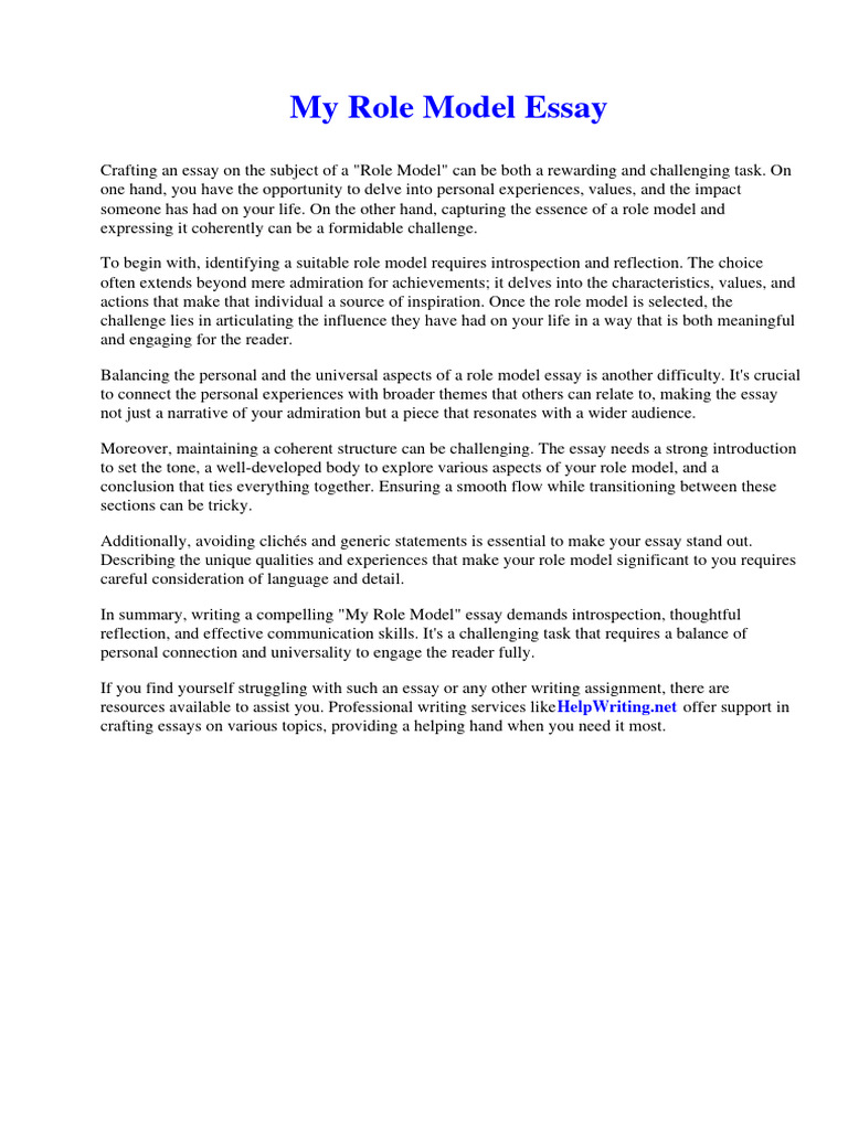 My Role Model Essay | PDF