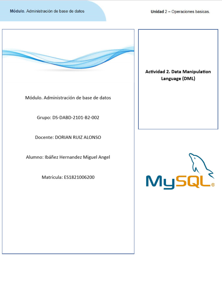 Consultas DML en MySQL: Guía Práctica | PDF | Mi sql | Bases de datos