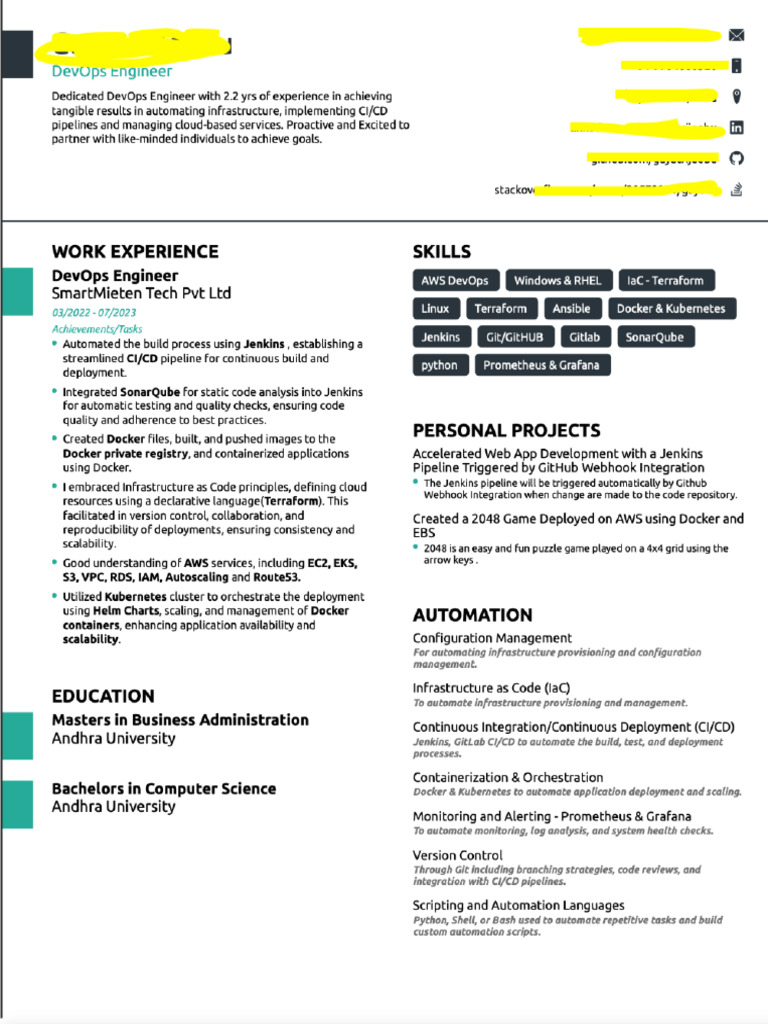 DevOps Resume | PDF