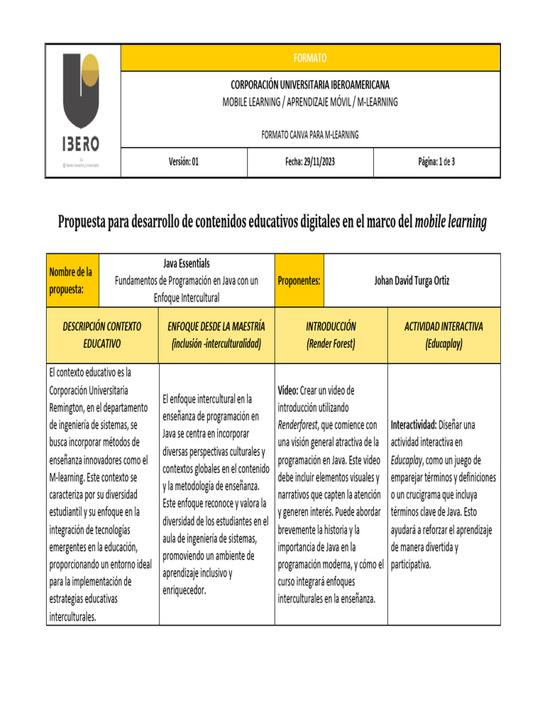 Act 2-Formato Canva para M-Learning | PDF | Aprendizaje