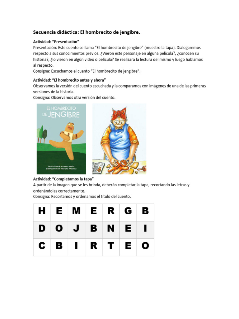 Secuencia Didáctica: Hombrecito de Jengibre | PDF | Galleta