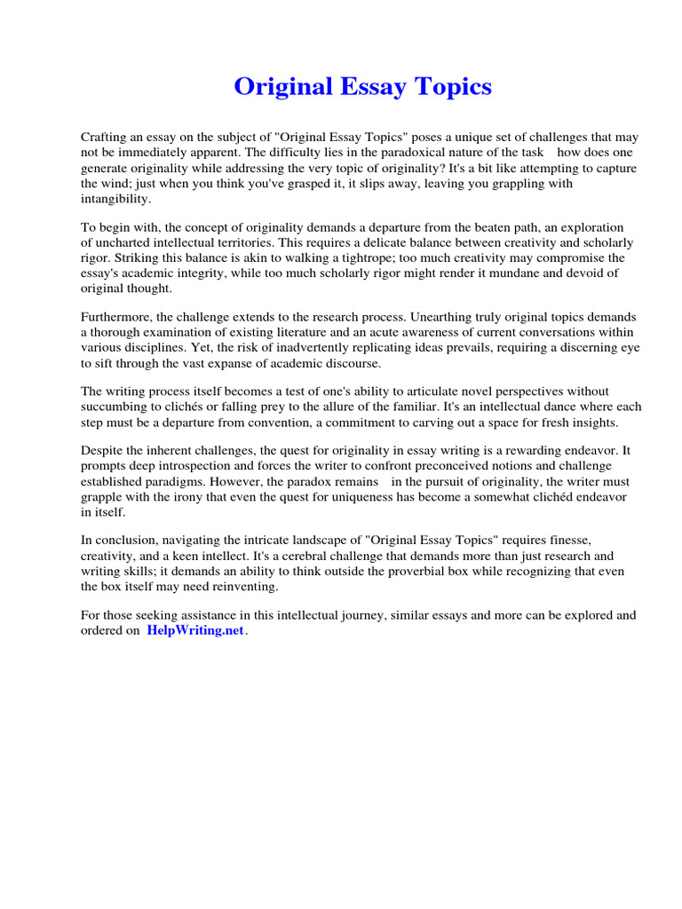 Original Essay Topics | PDF