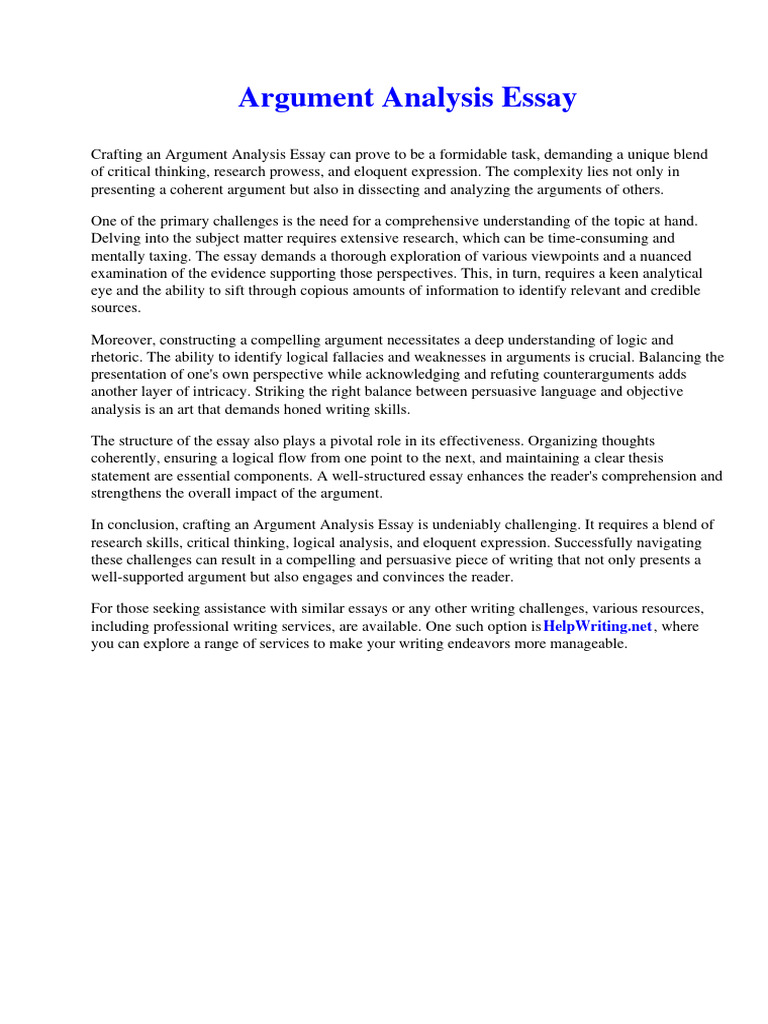Argument Analysis Essay Pdf Jesus Argument