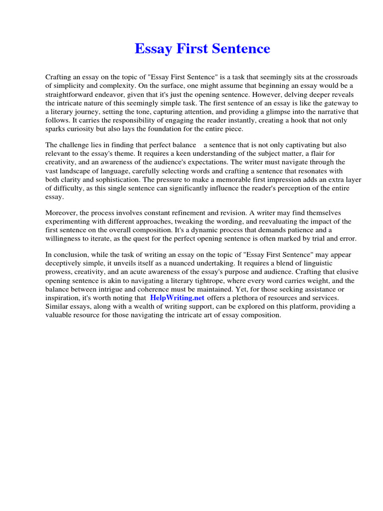 Essay First Sentence | PDF | Belgium | The Canterbury Tales