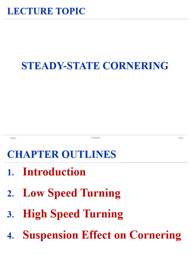 Lecture 7 - Steady-State Cornering | PDF | Land Vehicles | Physical Quantities