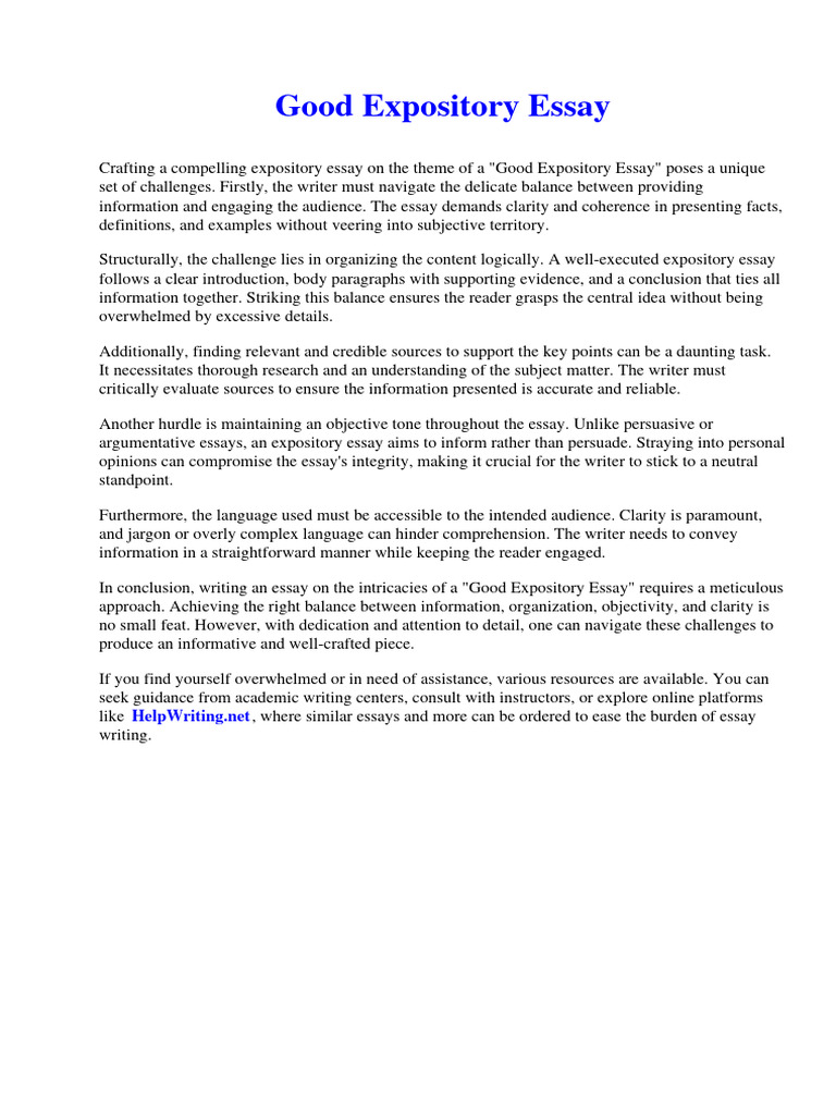 Good Expository Essay | PDF