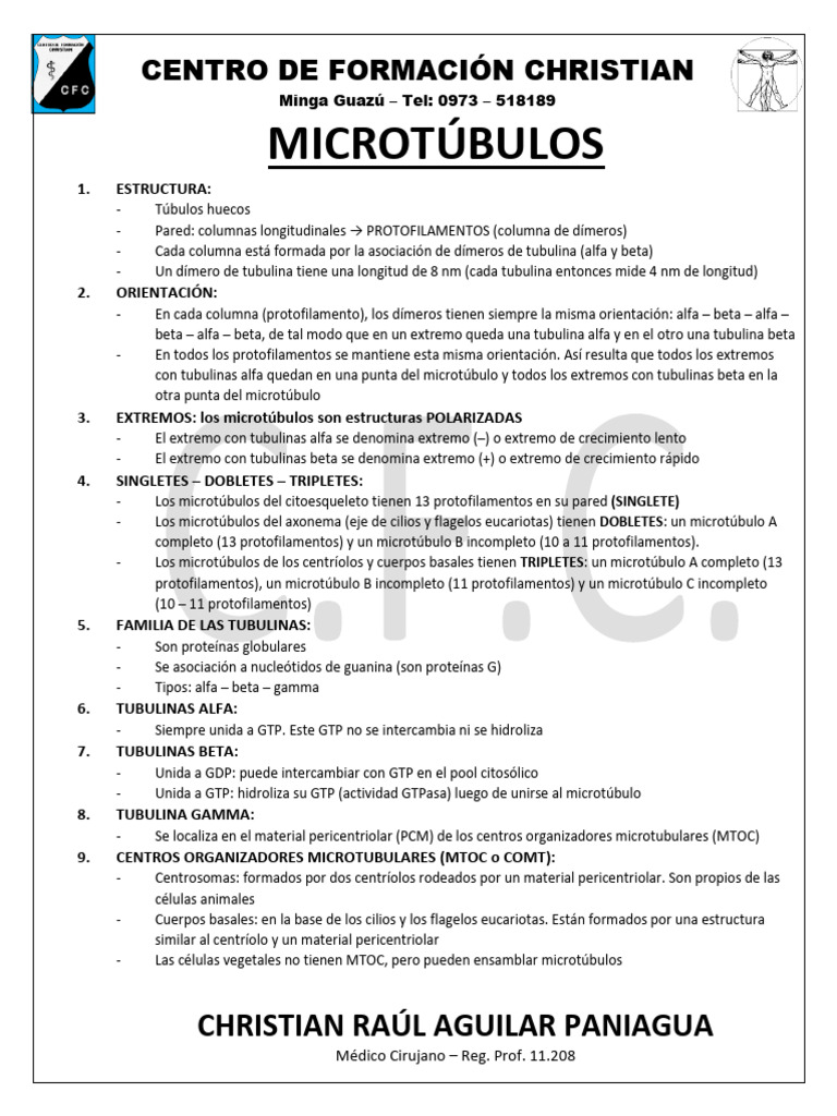 CFC 2021 - Super Resumen Cito 1 | PDF | Microtúbulos | Citoesqueleto