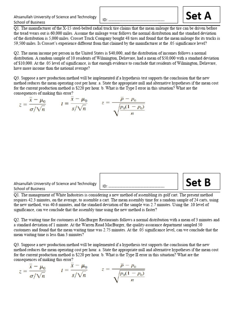 ct2 - Section A | PDF | Statistical Significance | Null Hypothesis