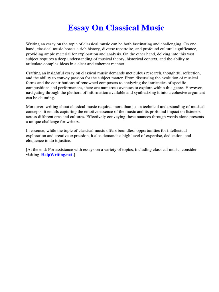 Essay On Classical Music | Download Free PDF | Essays