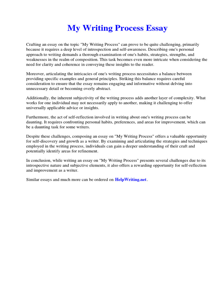 My Writing Process Essay | PDF | Gender | Gender Studies