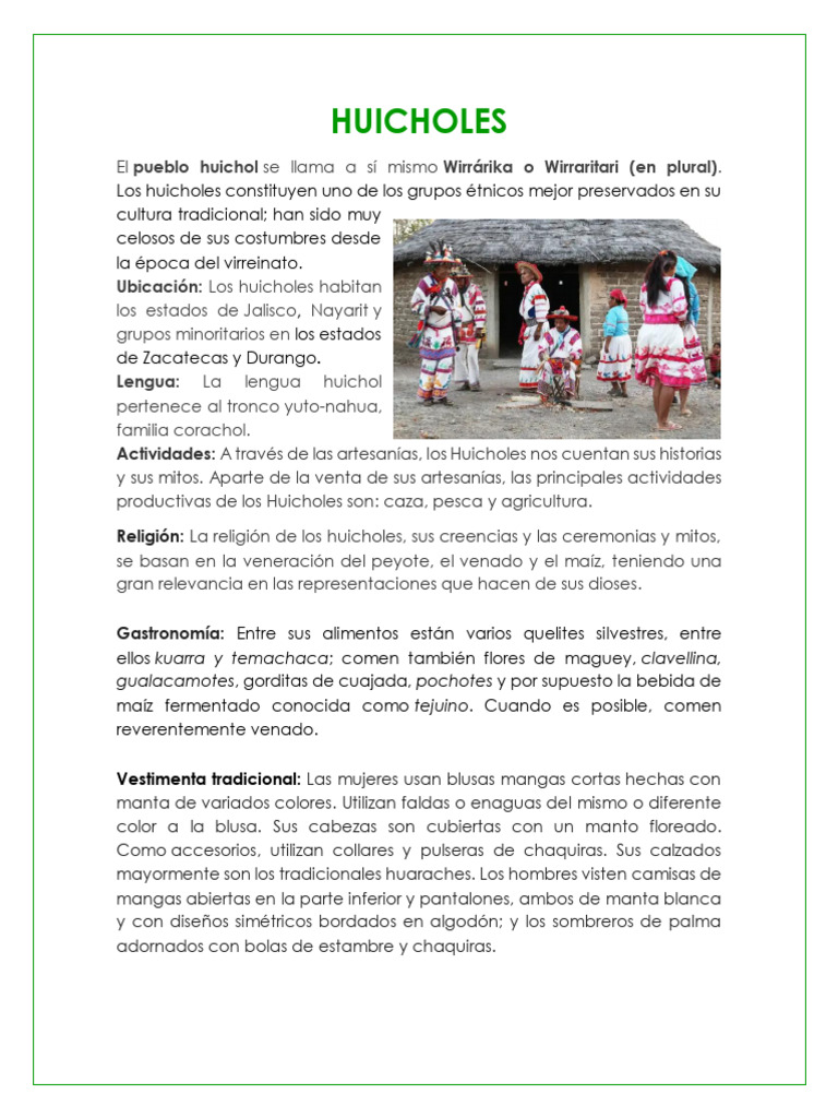 Información sobre los Huicholes | PDF | Pueblos Indígenas de las ...
