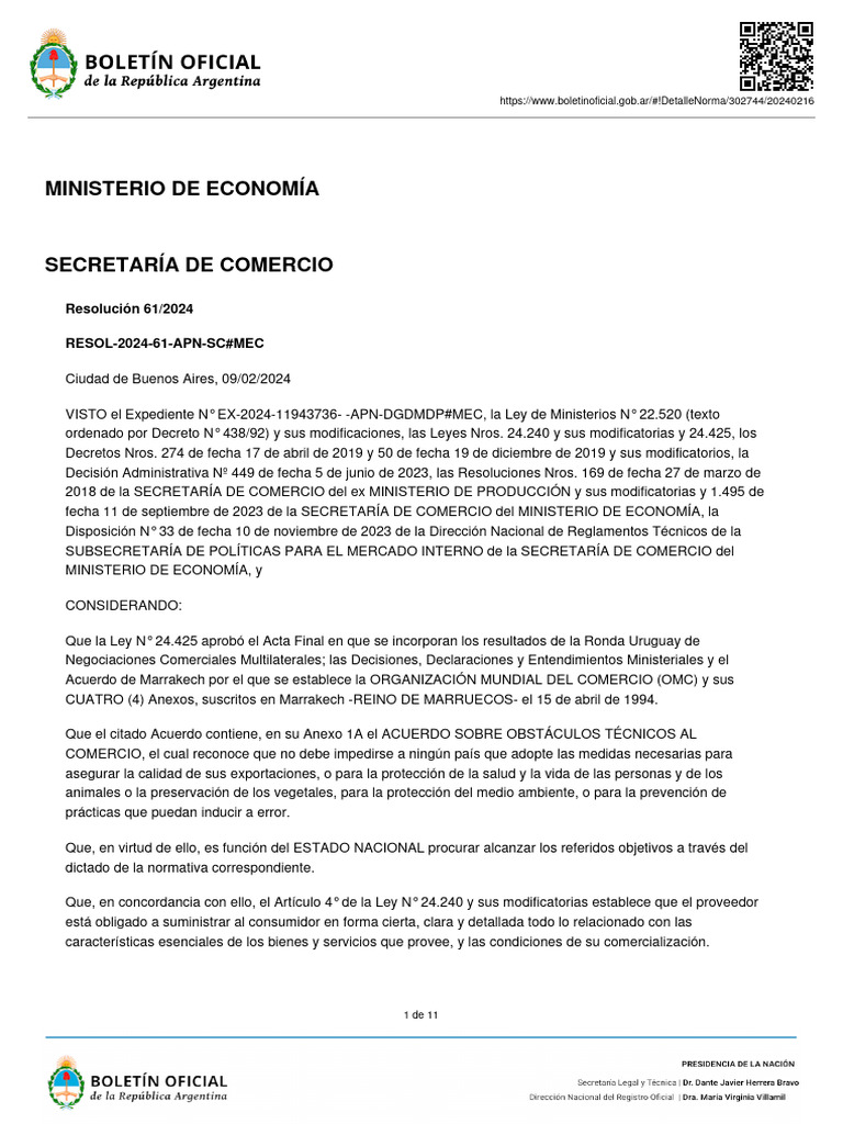 Resolucion 61-2024 Secretaria de Comercio | PDF | Organización de ...