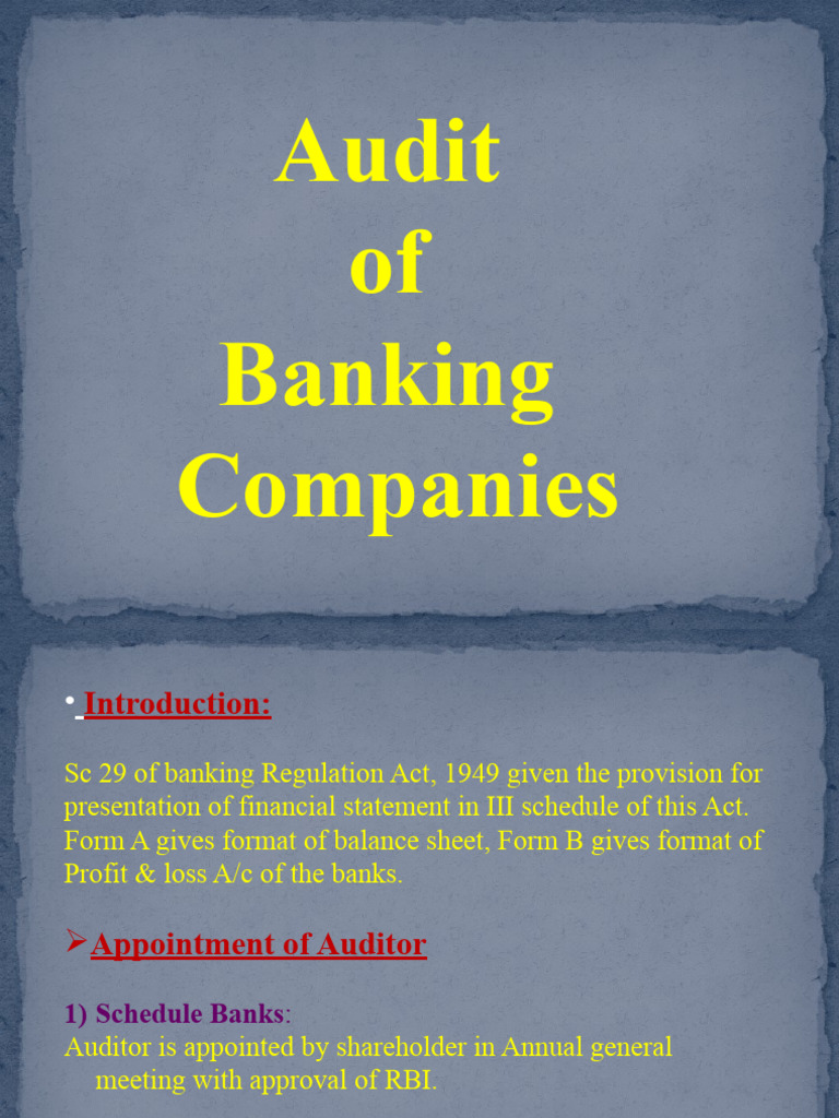 Audit of Banking | PDF | Reserve Bank Of India | Banks