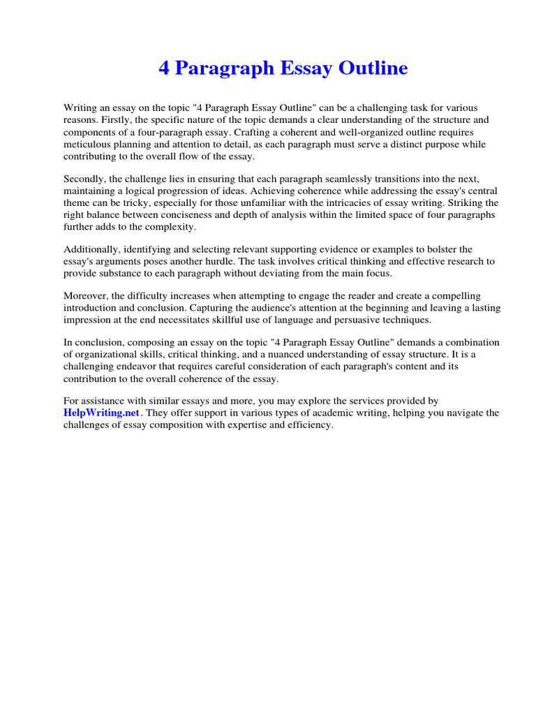 4 Paragraph Essay Outline | PDF | Essays | Unemployment