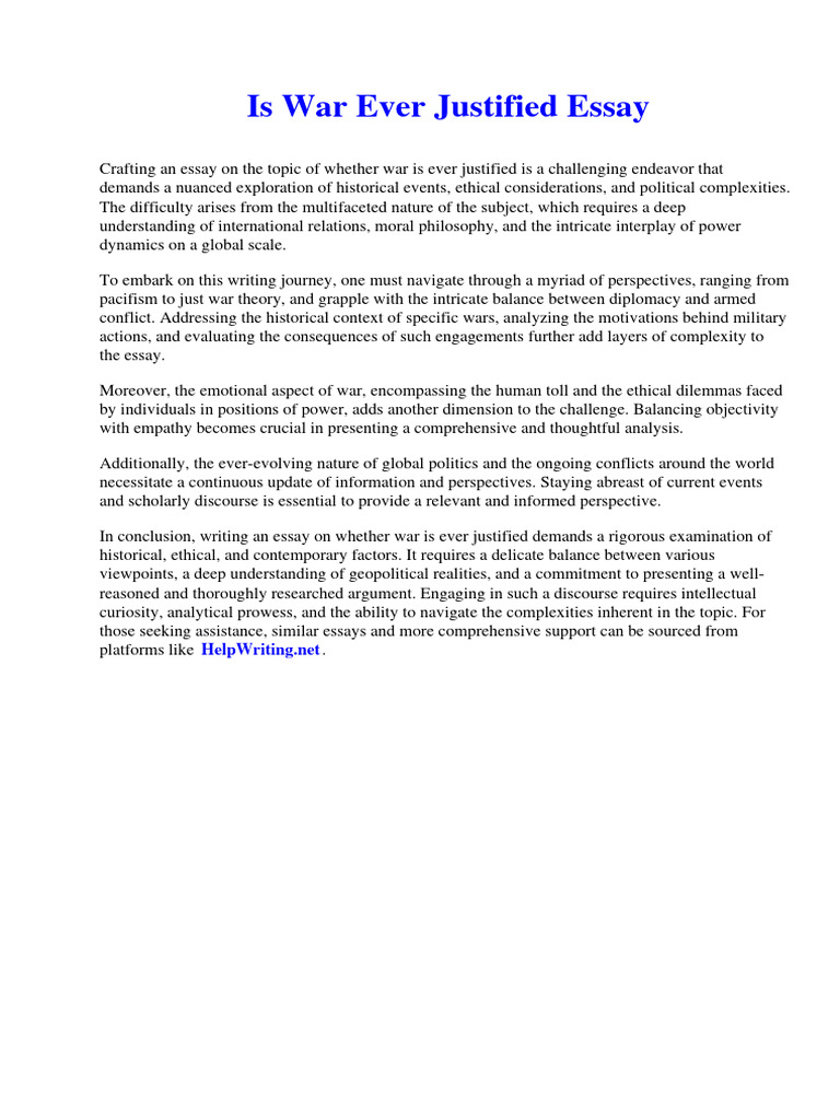 Is War Ever Justified Essay | PDF | Greenhouse Effect | Essays Is War Ever Justified Essay | PDF | Greenhouse Effect | Essays