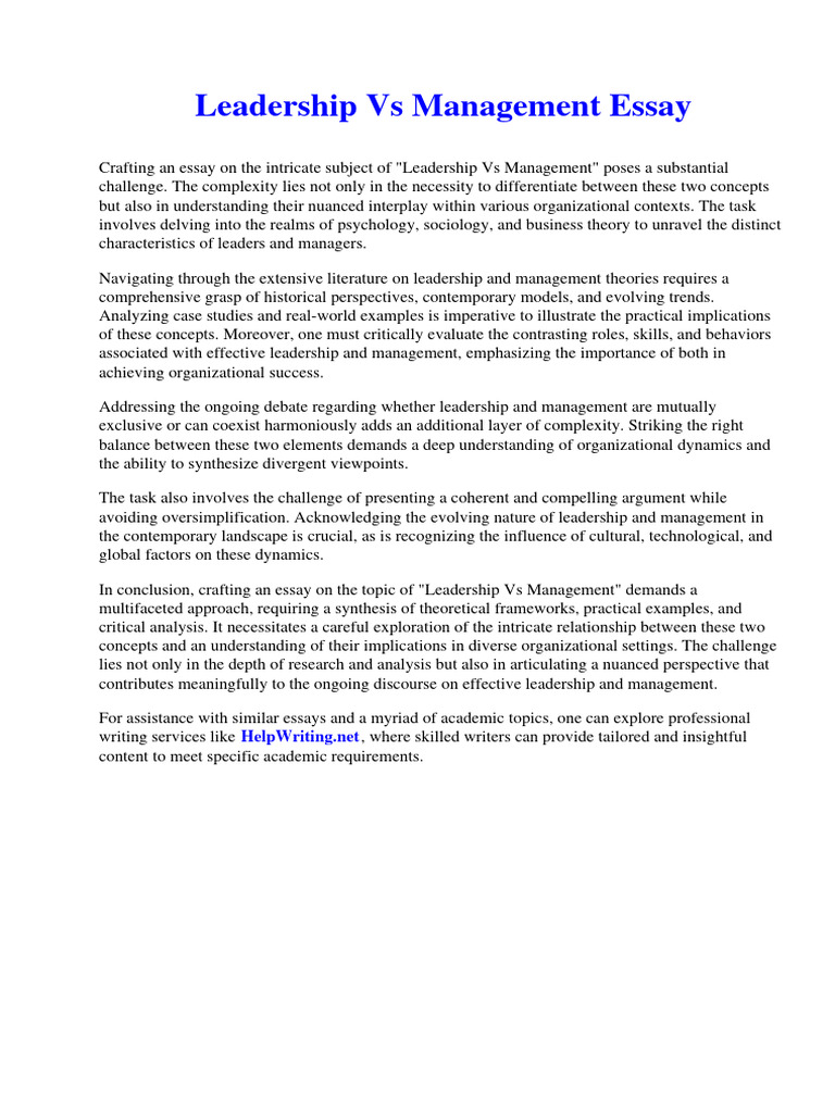 Leadership vs Management Analysis | PDF | Leadership | Diana