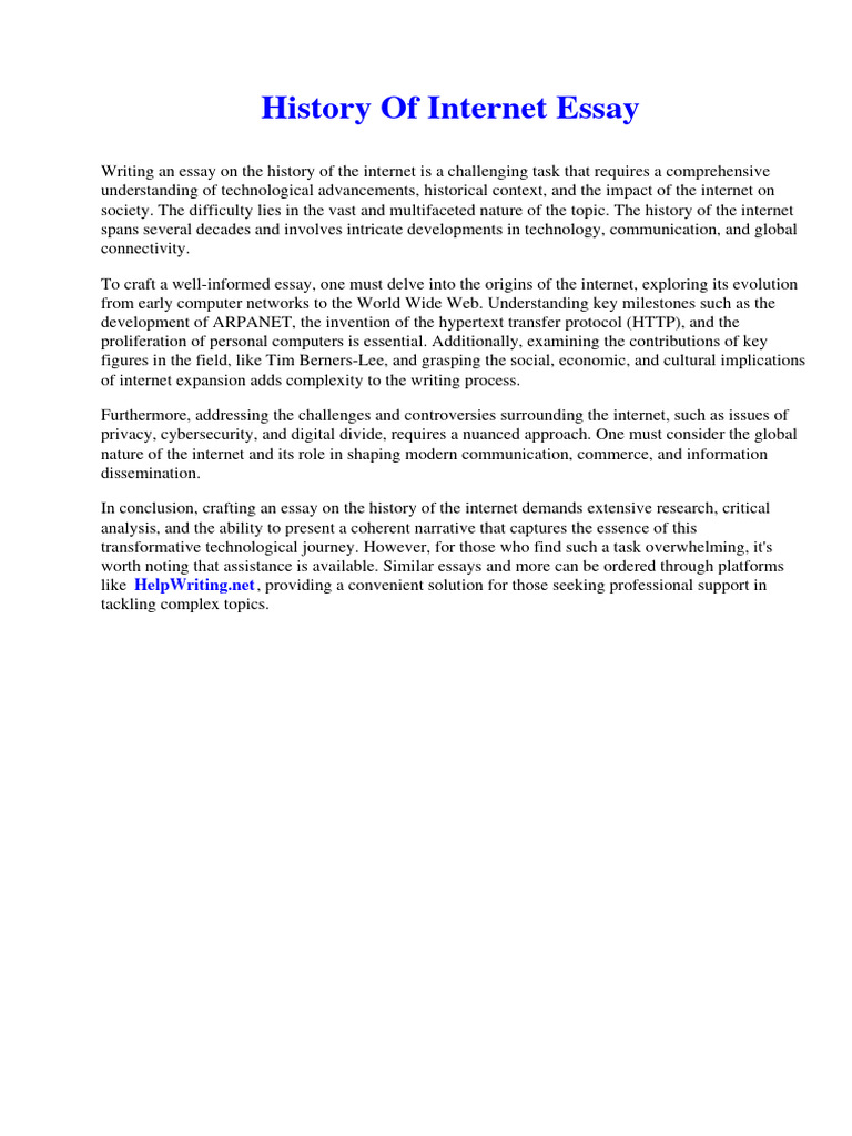 History of Internet Essay | PDF | Internet | United States Department ...