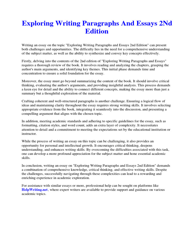 Exploring Writing Paragraphs and Essays 2Nd Edition | PDF | Water ...