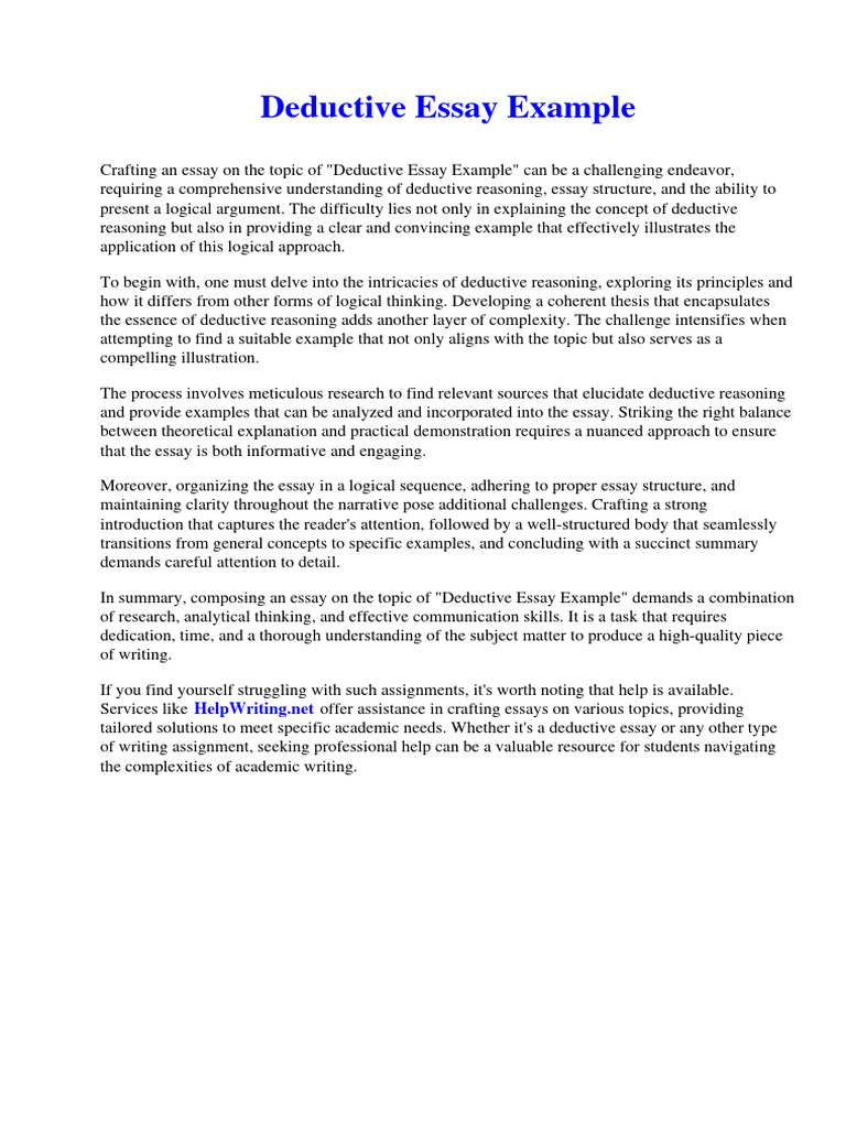 Deductive Essay Example | PDF