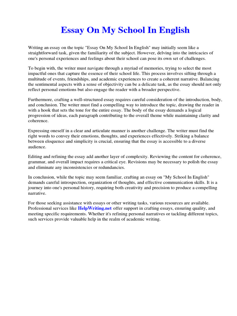 Essay On My School In English For Class 1 To 12 Students Composition