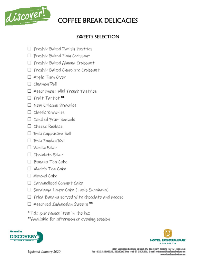 Rolun Coffee Break Menu 2024 | PDF