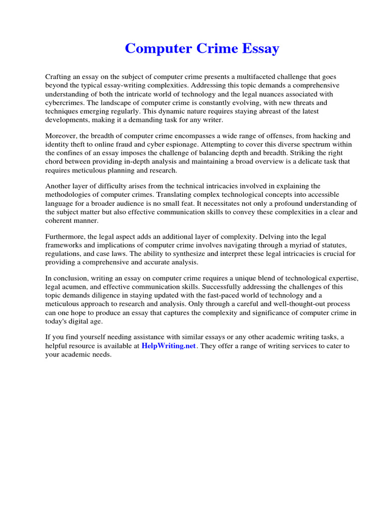 Computer Crime Essay | PDF | Hamlet | Cybercrime