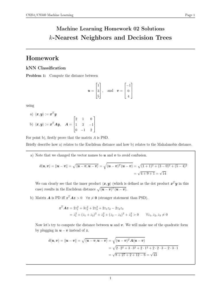 HW02 Sol - KNN DT | PDF | Applied Mathematics | Mathematics HW02 Sol - KNN DT | PDF | Applied Mathematics | Mathematics
