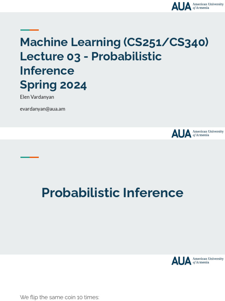 ML Lecture 03 - Probabilistic Inference (Spring 2024) | PDF | Bayesian Inference | Probability ...
