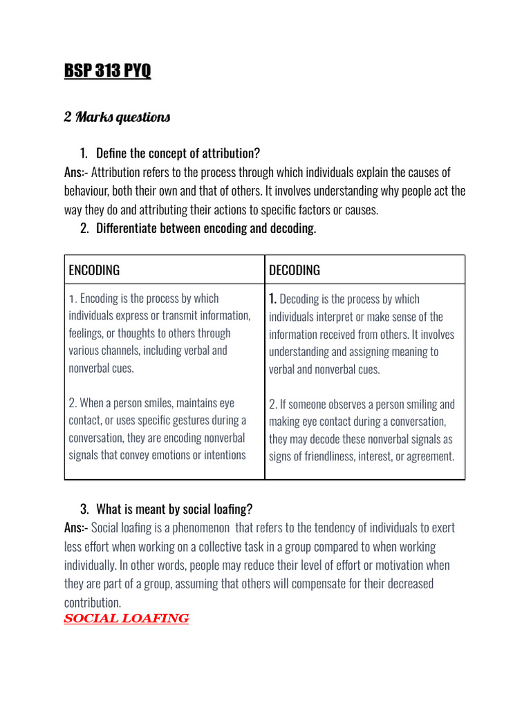 BSP 313 Solved Pyq | PDF | Nonverbal Communication | Communication