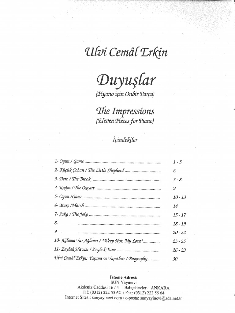 Ulvi Cemal Erkin - Duyuşlar | PDF