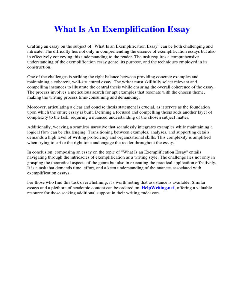 What Is An Exemplification Essay | PDF | Automation | Essays