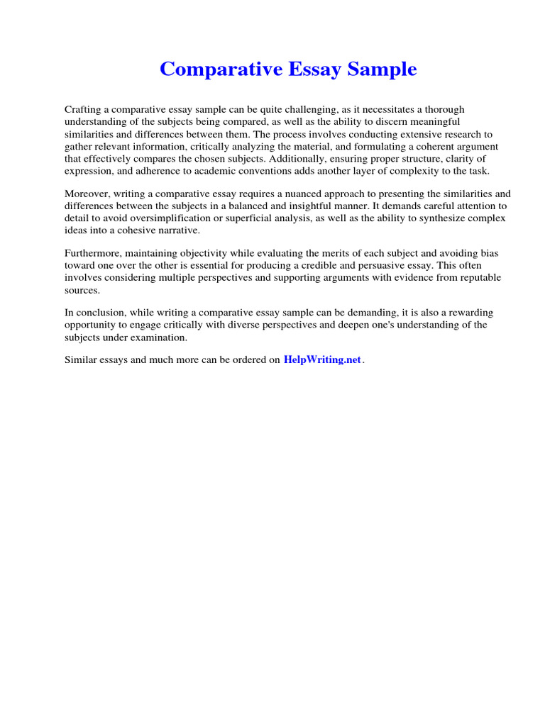 Comparative Essay Sample | PDF | Essays | Cuneiform