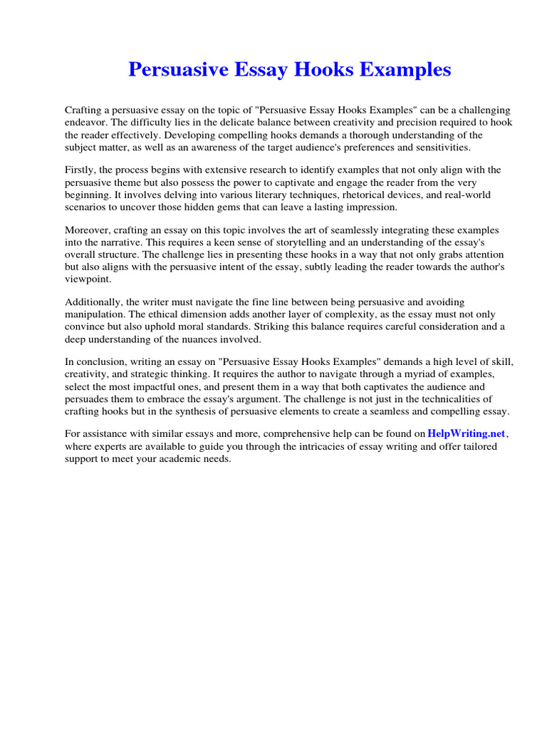 Persuasive Essay Hook Tips | PDF | Essays