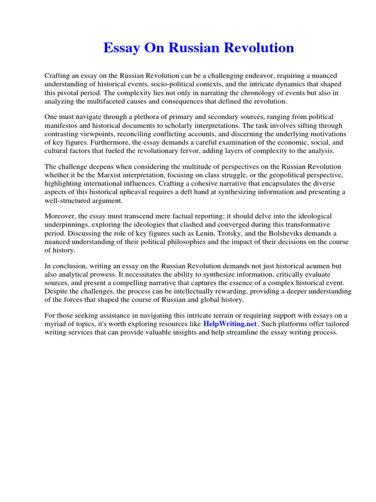 Essay On Russian Revolution | PDF | Essays | Russian Revolution