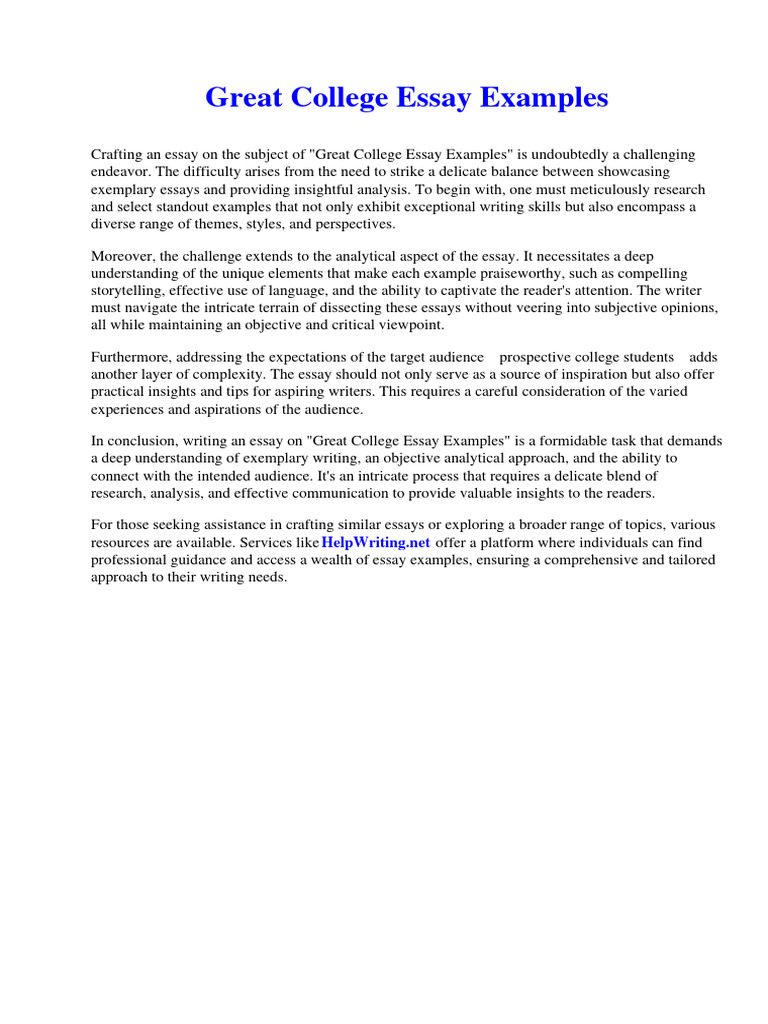 Great College Essay Examples | PDF | Stormwater