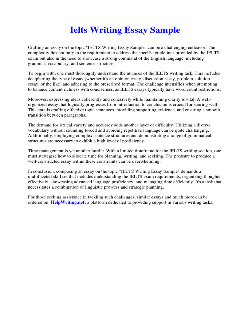 Ielts Writing Essay Sample | PDF