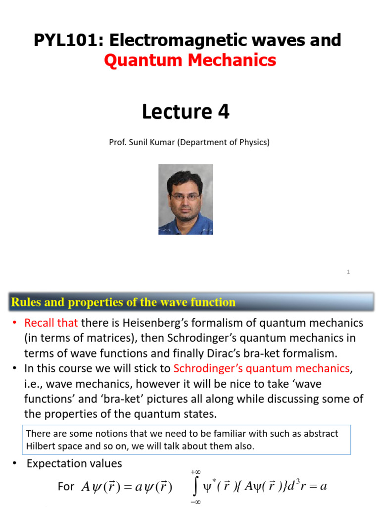 Pyl101 QM L4 | PDF | Wave Function | Quantum Mechanics
