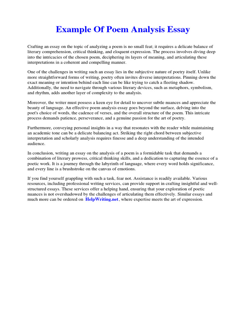 Example of Poem Analysis Essay | Download Free PDF | Poetry | Aeneas