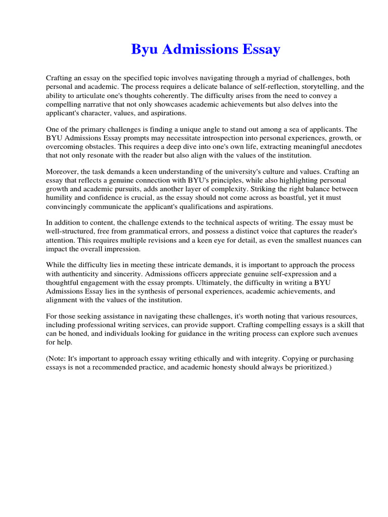 Byu Admissions Essay | PDF | Essays | Entrepreneurship