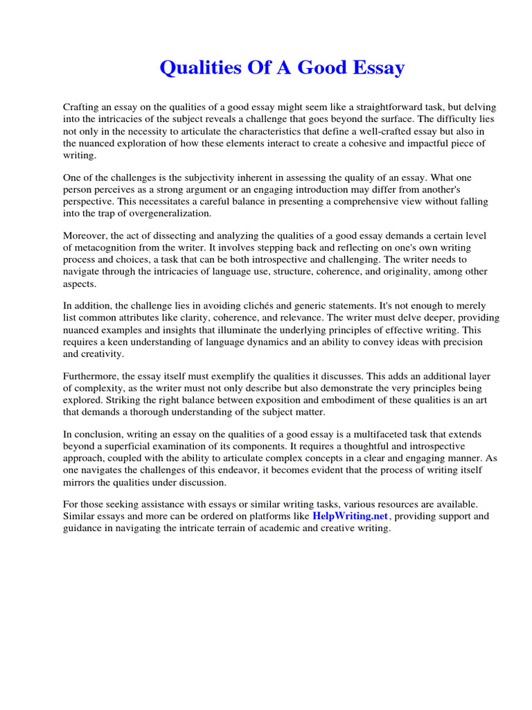 Qualities of A Good Essay | PDF