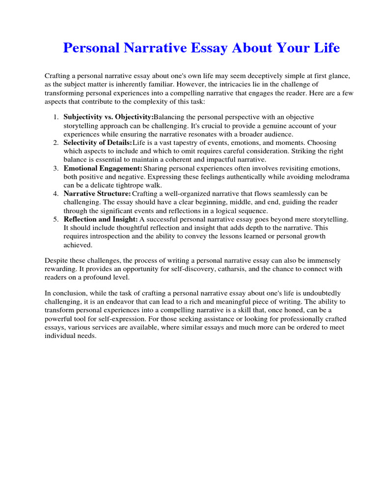 Personal Narrative Essay About Your Life | PDF | Nurse Practitioner ...