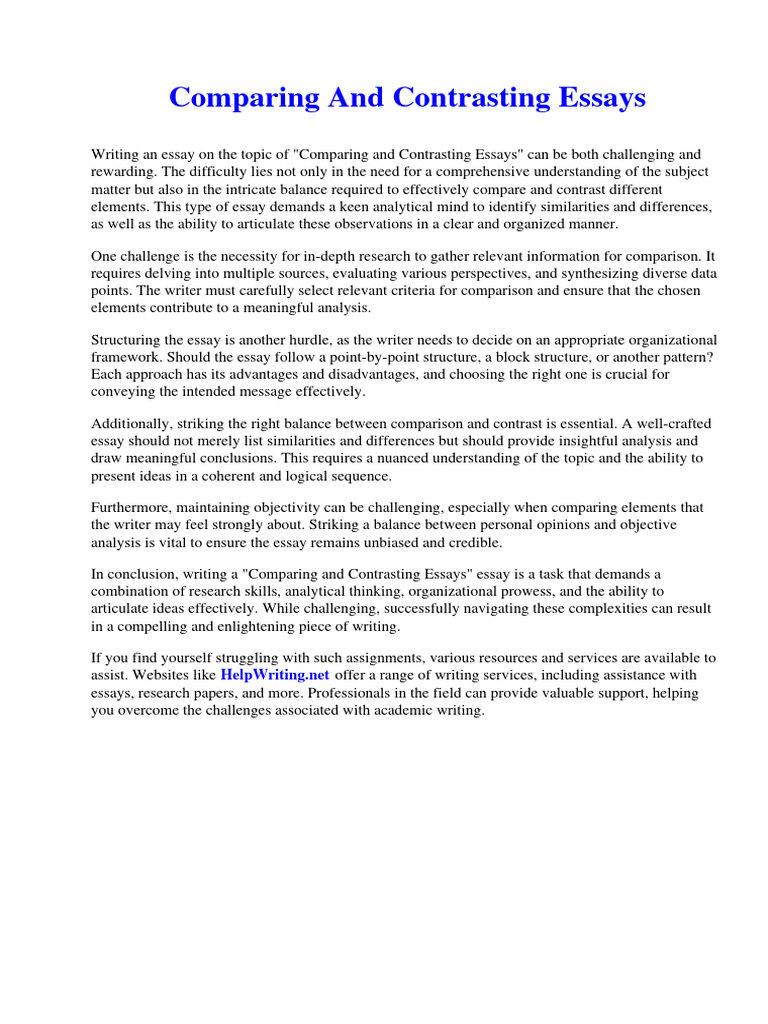 Comparing and Contrasting Essays | PDF | Mitzvah | Cancer