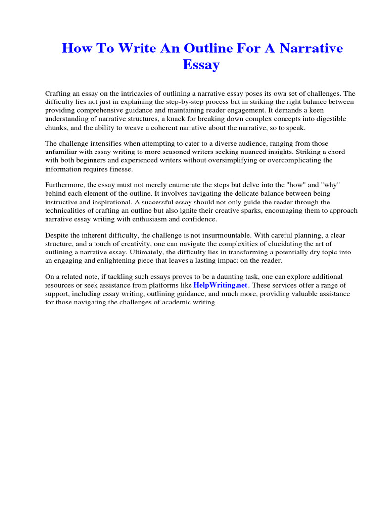 How To Write An Outline For A Narrative Essay | PDF | Essays