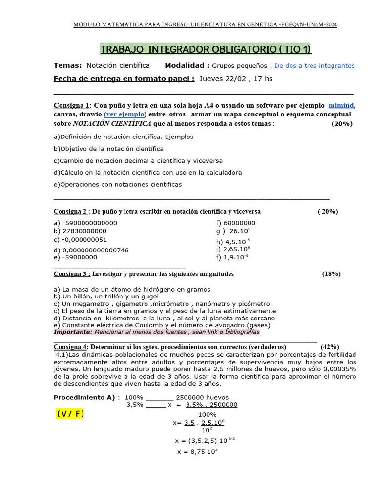 TPO Notacion Cientifica | Descargar gratis PDF | Matemáticas | Ciencias ...
