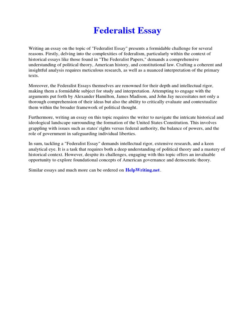 Federalist Essay | PDF